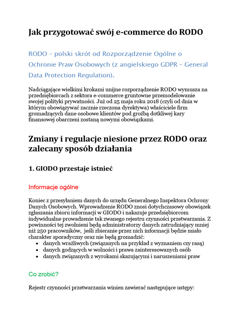 Jak Przygotować Swój E-Commerce Do RODO v.2 | PDF