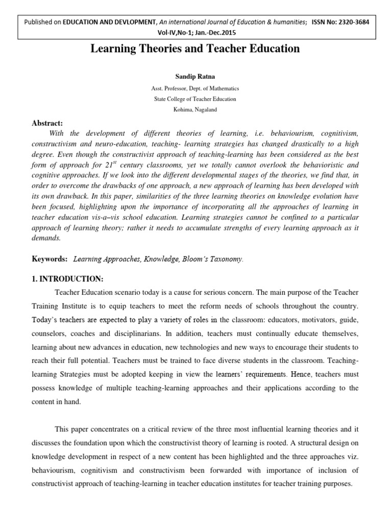 Learning Theories | PDF | Constructivism (Philosophy Of Education ...