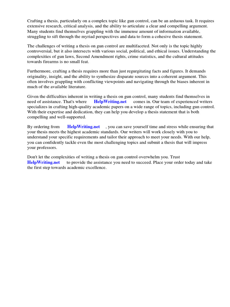 Gun Thesis Statement | PDF | Gun Control | Gun Politics In The United ...
