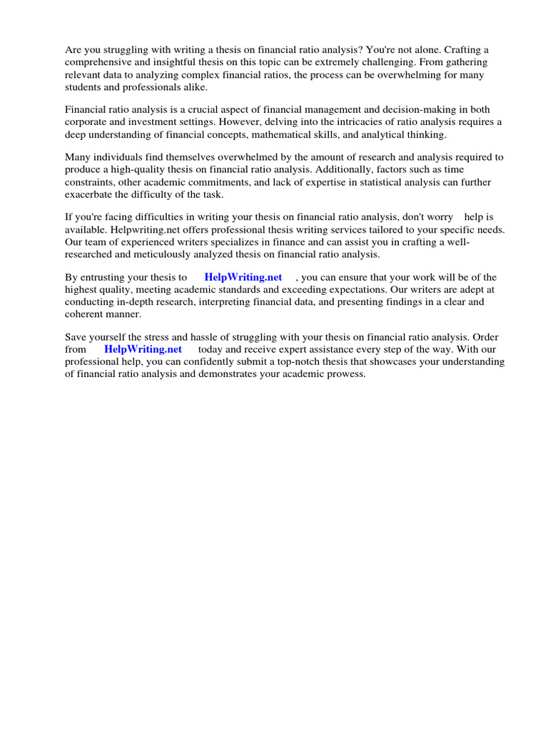 Example Thesis on Financial Ratio Analysis | PDF | Valuation (Finance ...