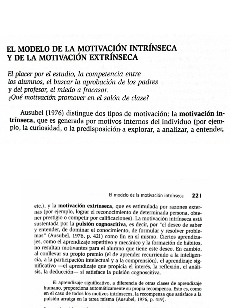 Modelo de La Motivación Intrínseca y Extrinseca | PDF