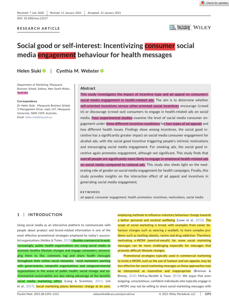 Social Good or Self-Interest | PDF