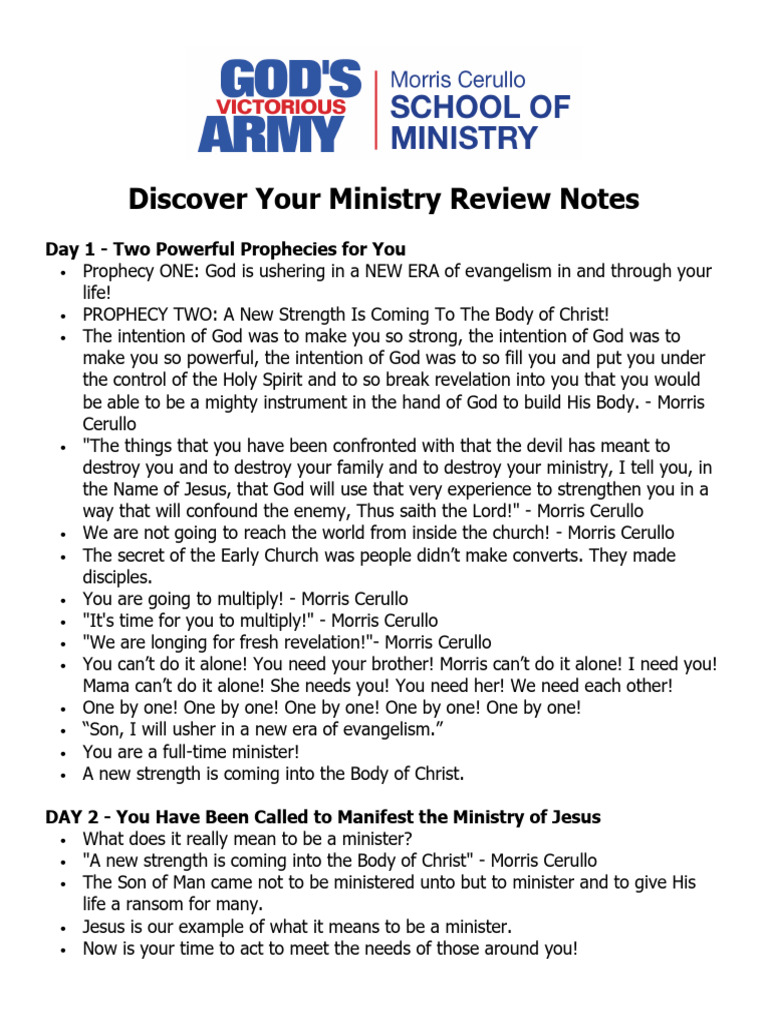 Discover Your Ministry Review Notes | PDF | Jesus | God