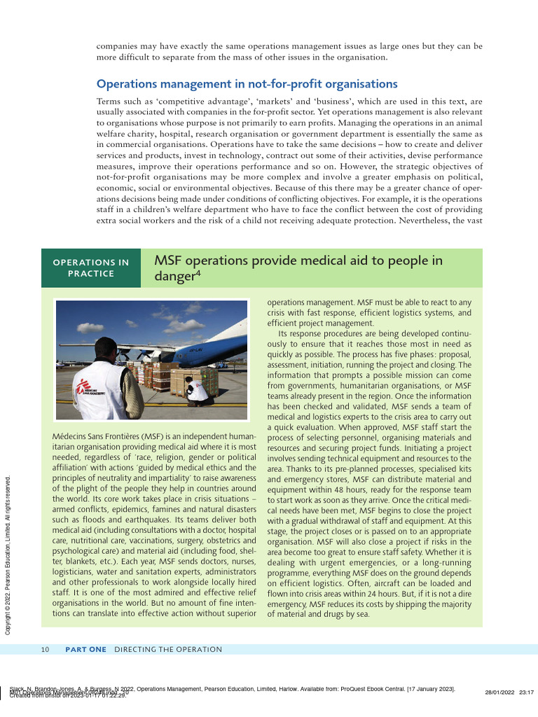 Operation MGT Sem1 MSF | PDF | Médecins Sans Frontières | Business