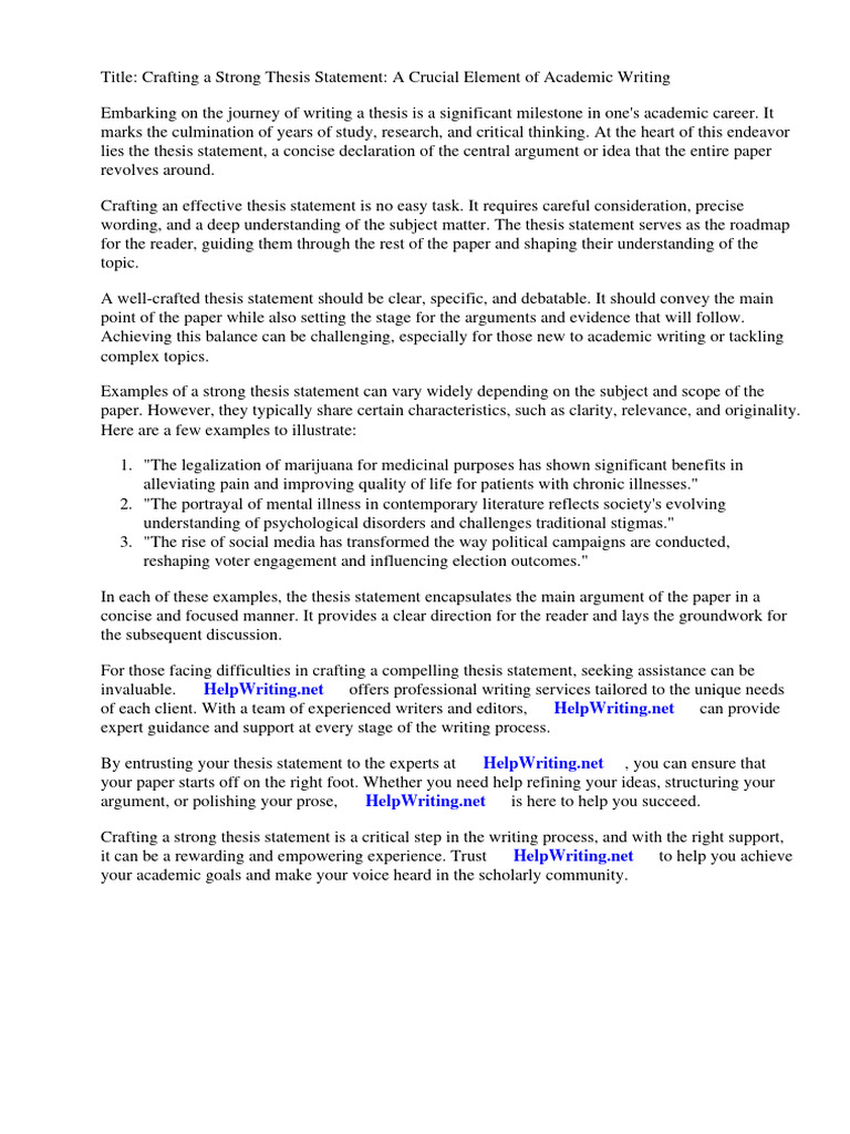 Strong Thesis Statement Guide | PDF | Essays | Thesis