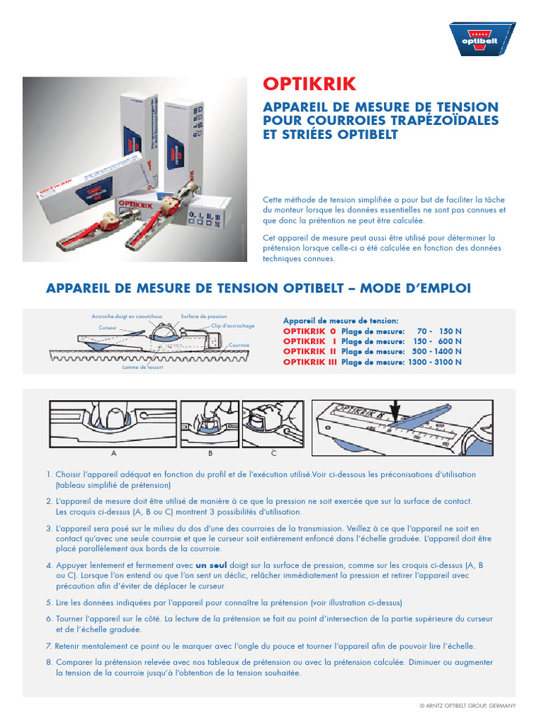Mesure de Tension des Courroies Optibelt | PDF | Courroie | Changement ...