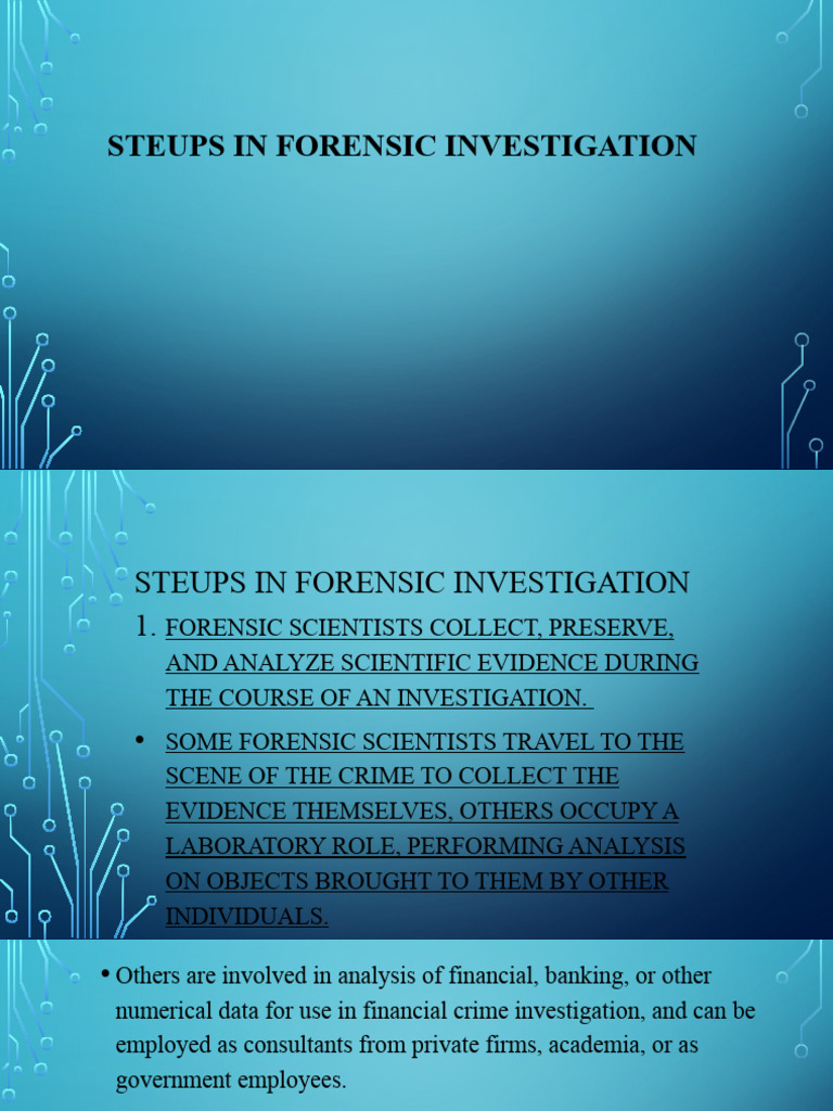 Steups in Forensic Investigation | PDF | Forensic Science | Crime Scene