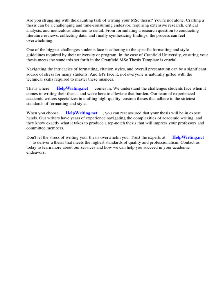 Cranfield MSC Thesis Template | PDF | Thesis | Risk