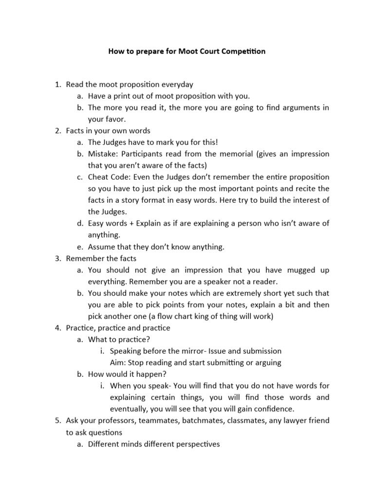 Moot Court Competition Preparation Guide | PDF | Cognitive Science ...