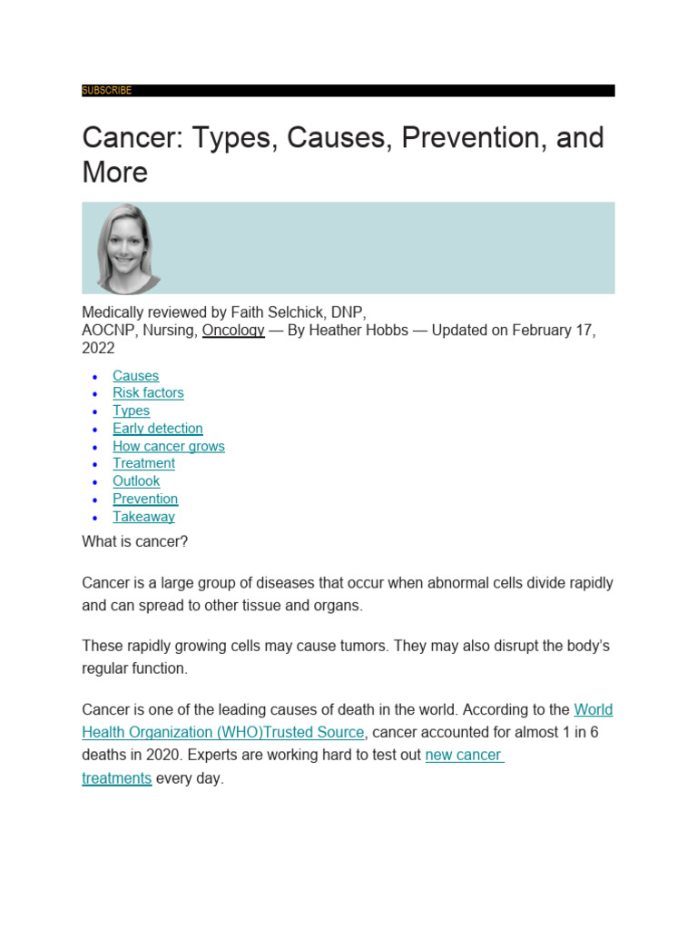 Cancer Presentation | PDF | Cancer | Metastasis