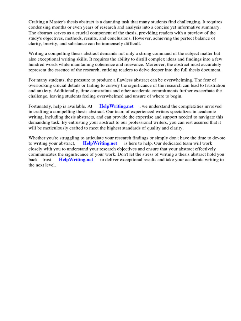 Master Thesis Abstract | PDF