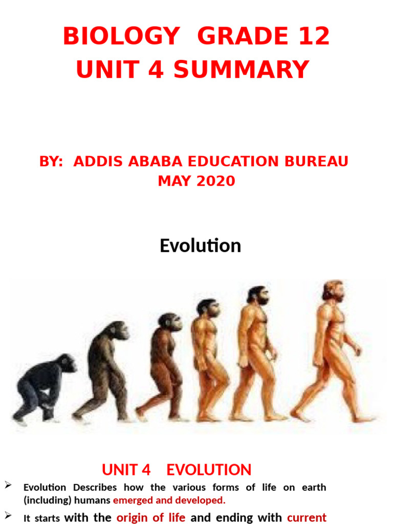 biology-grade-12-unit-4-evolution-01 (1) | PDF | Evolution | Life