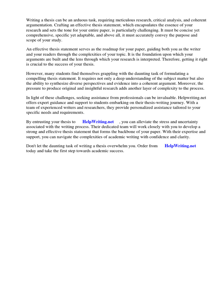 Example of an Effective Thesis Statement | PDF | Essays | Thesis