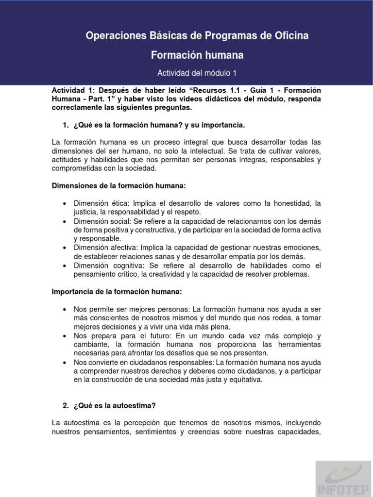 Actividad - Modulo 1 Completo | PDF | Comunicación | Autoestima