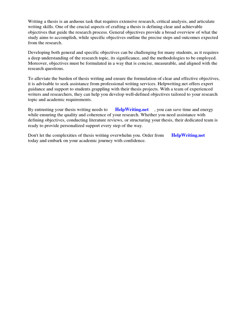 Thesis Writing: Defining Objectives | PDF | Methodology | Thesis