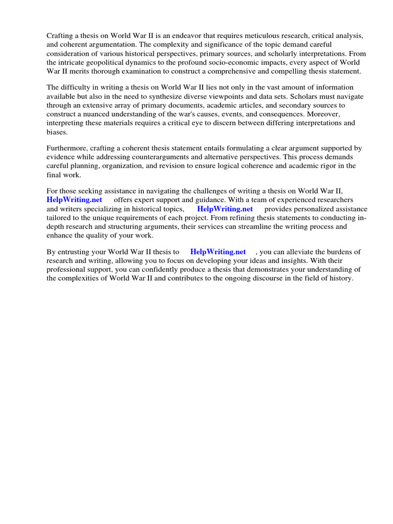World War II Thesis Statement | PDF