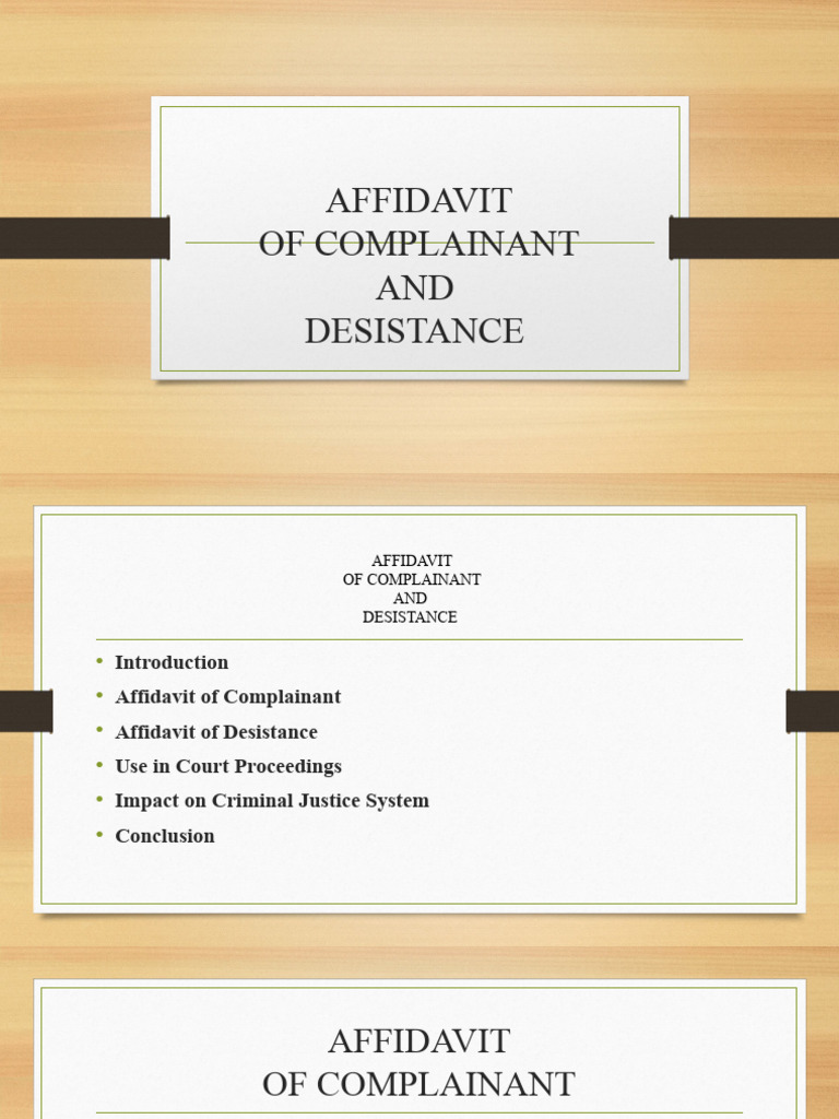 Affidavit of Complainant and Desistance | PDF