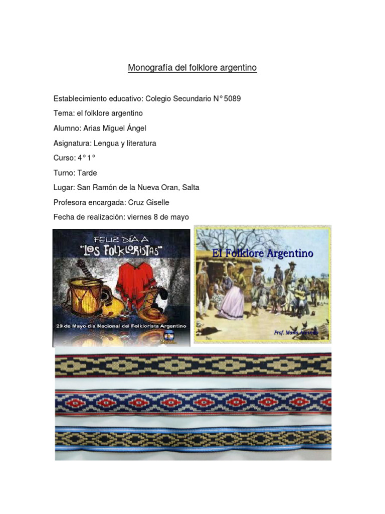 Monografía Del Folklore Argentino | PDF | Folklore | Bailes
