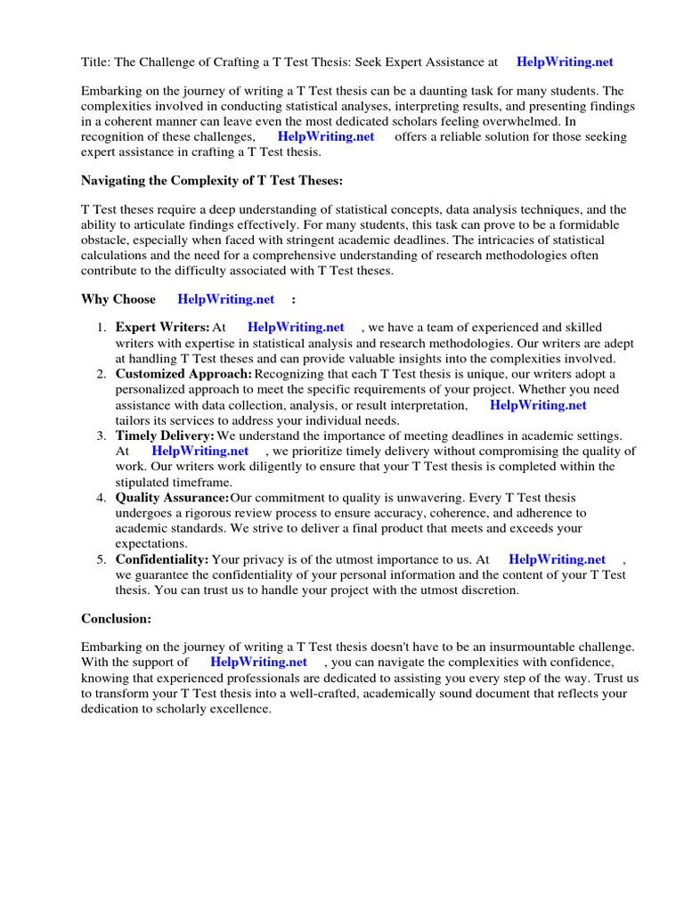 T Test Thesis | PDF | Student's T Test | Statistical Hypothesis Testing