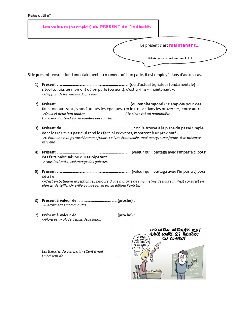 Valeurs du Présent de l'Indicatif | PDF | Mécanique du langage | Grammaire