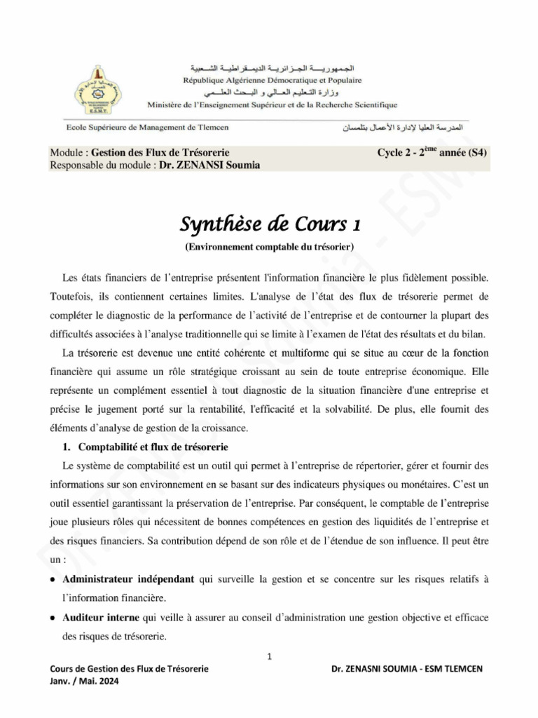 Synthèse de Cours 1 | PDF