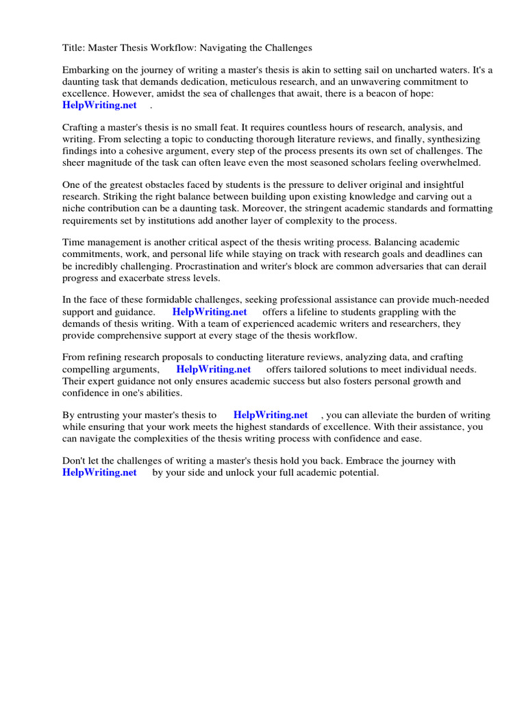 Master Thesis Workflow | PDF | Thesis | Methodology