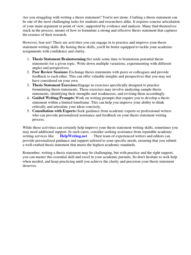 Mastering Thesis Statement Writing | PDF | Essays | Thesis