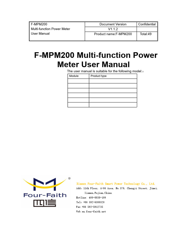 F-MPM200 Multi-function-Power-Meter-UserManual-V1.1.2 | PDF | High ...