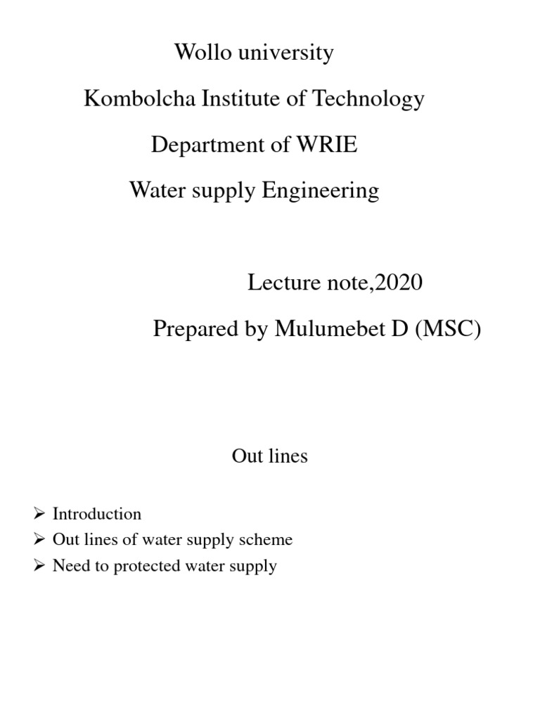 Worksheet - 866147986WATER SUPPLY Eng Notes | Download Free PDF | Water ...