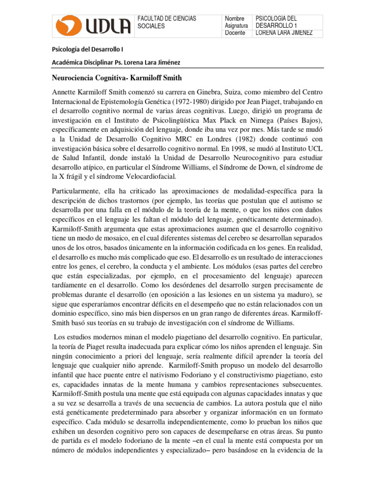 Karmiloff-Smith DGM | PDF