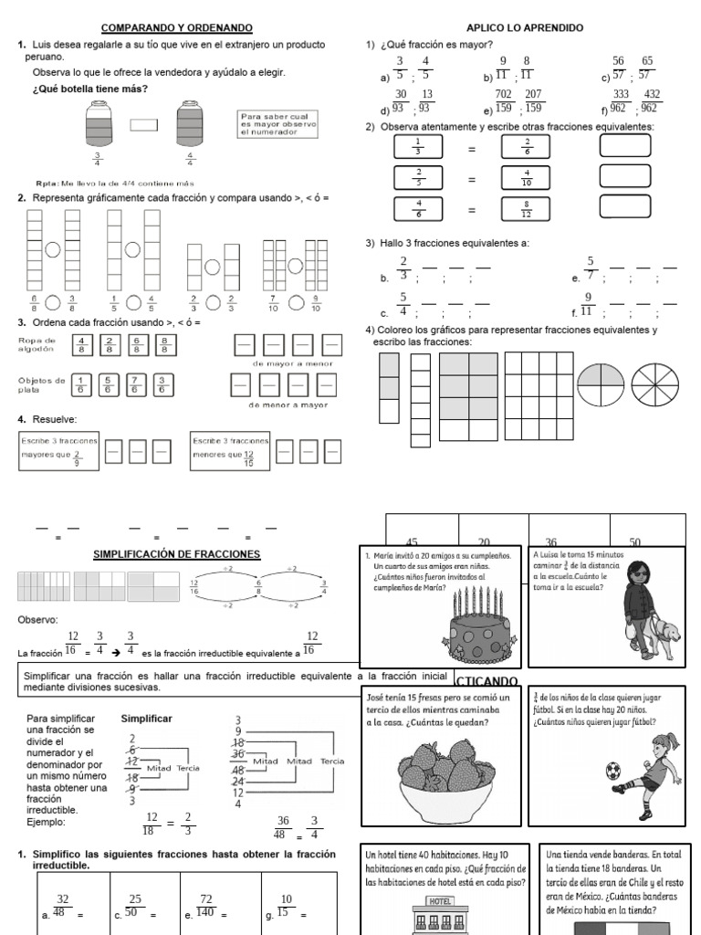 Ficha COMPARANDO Y ORDENANDO Fracciones | PDF