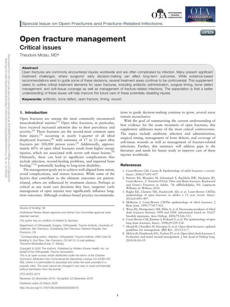 Open Fracture Management Critical Issues.17 | PDF