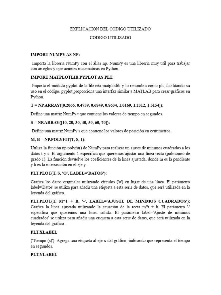 Explicacion Del Codigo Utilizado | PDF | Programación de computadoras | Matemáticas