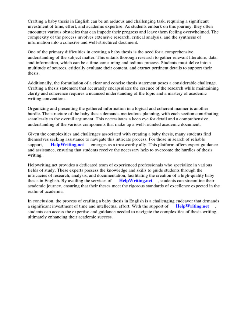 How To Make A Baby Thesis in English | PDF | Thesis | Expert