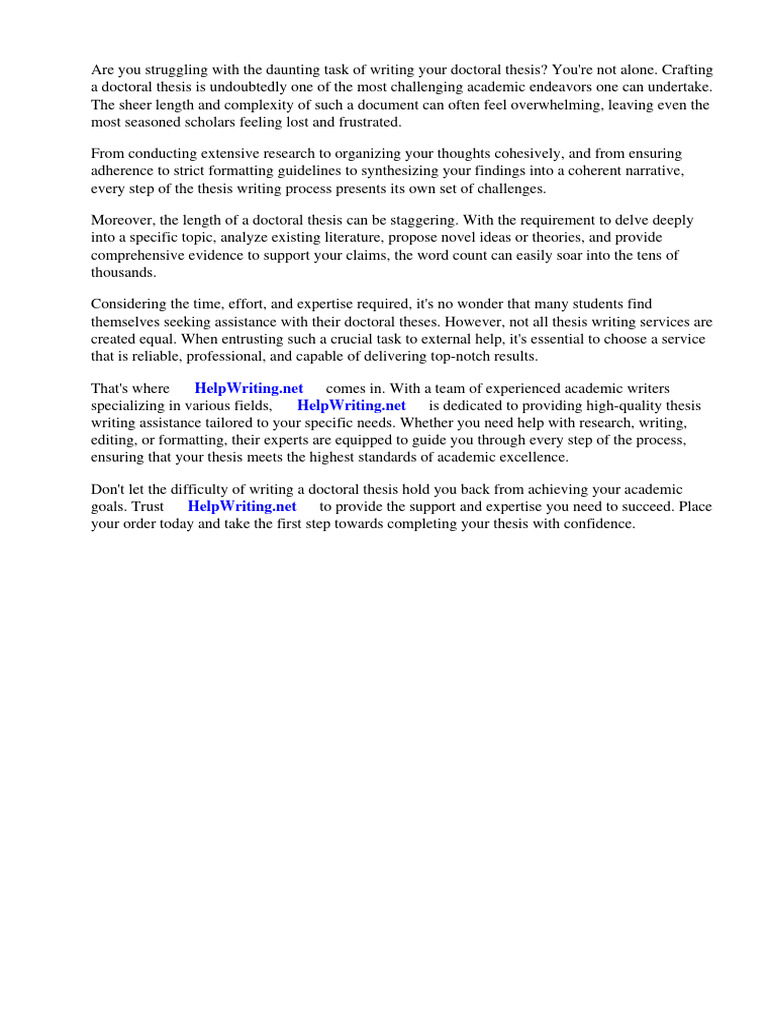 Doctoral Thesis Length | PDF