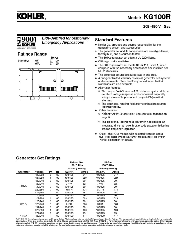 kg100r Spec Sheet | PDF | Electric Motor | Physical Sciences