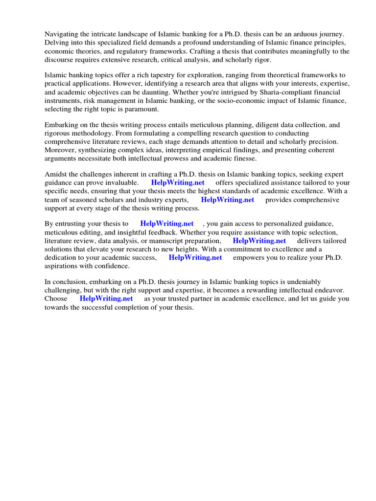 Islamic Banking PhD Thesis Guide | PDF | Islamic Banking And Finance | Banks
