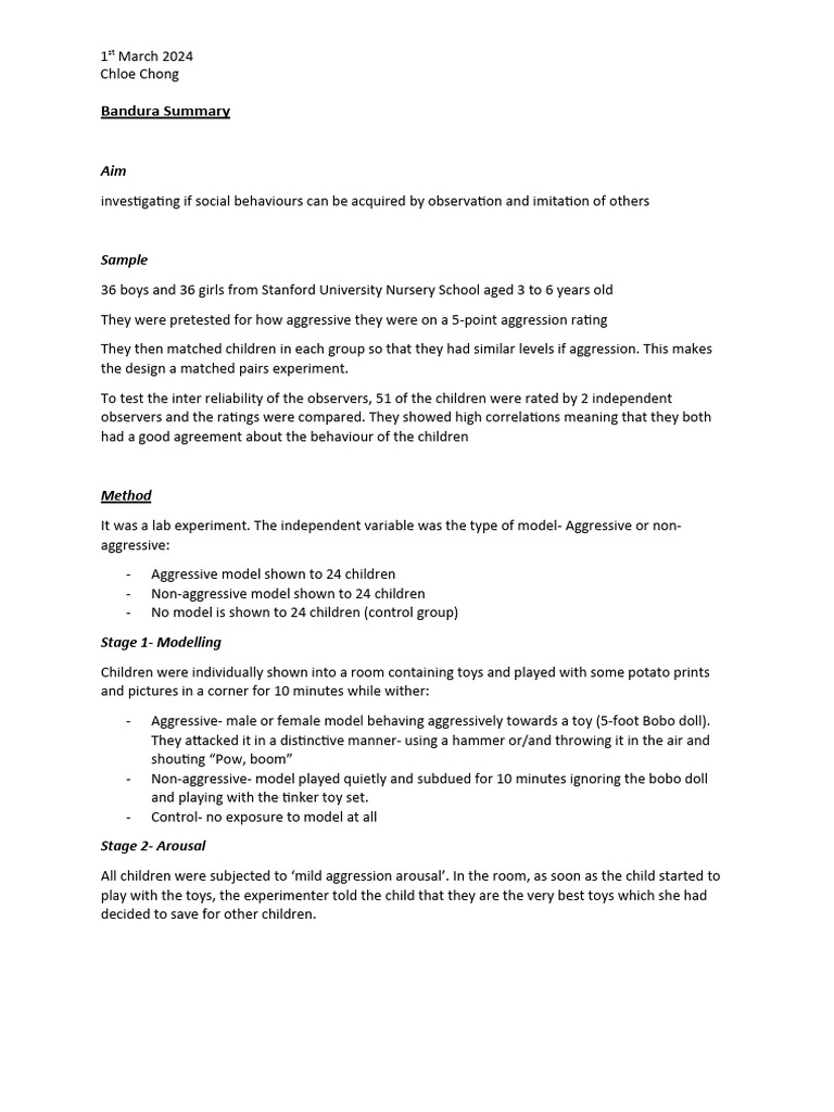 Bandura Summary | PDF
