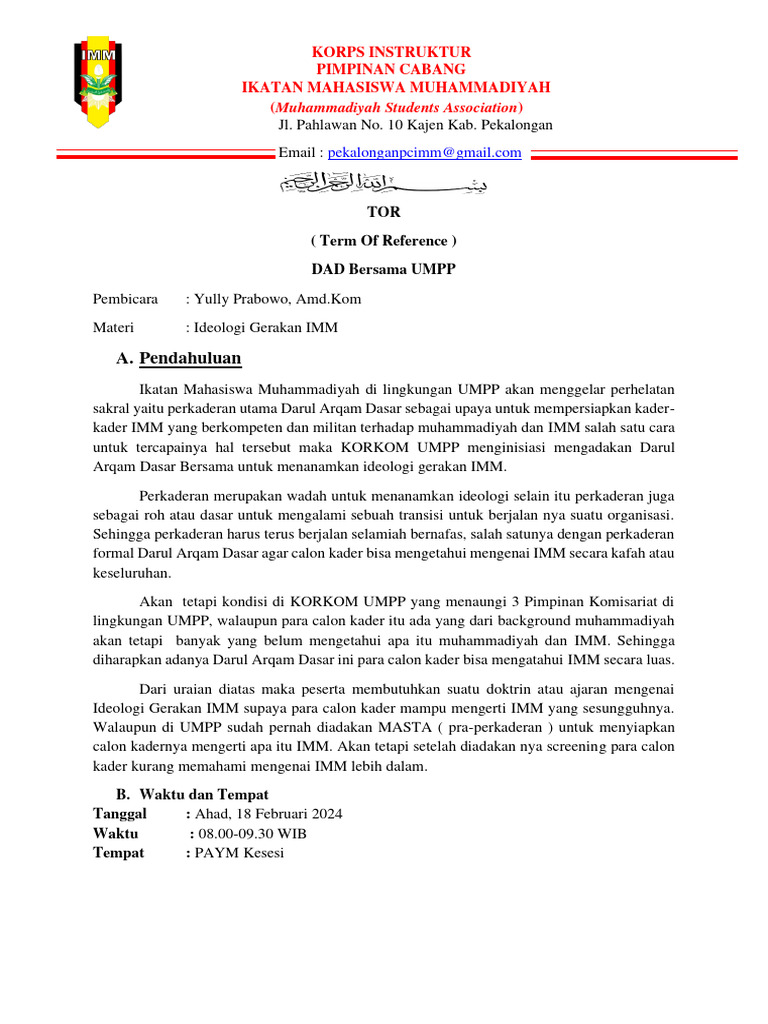 Perkaderan IMM: Ideologi dan Metode DAD | PDF