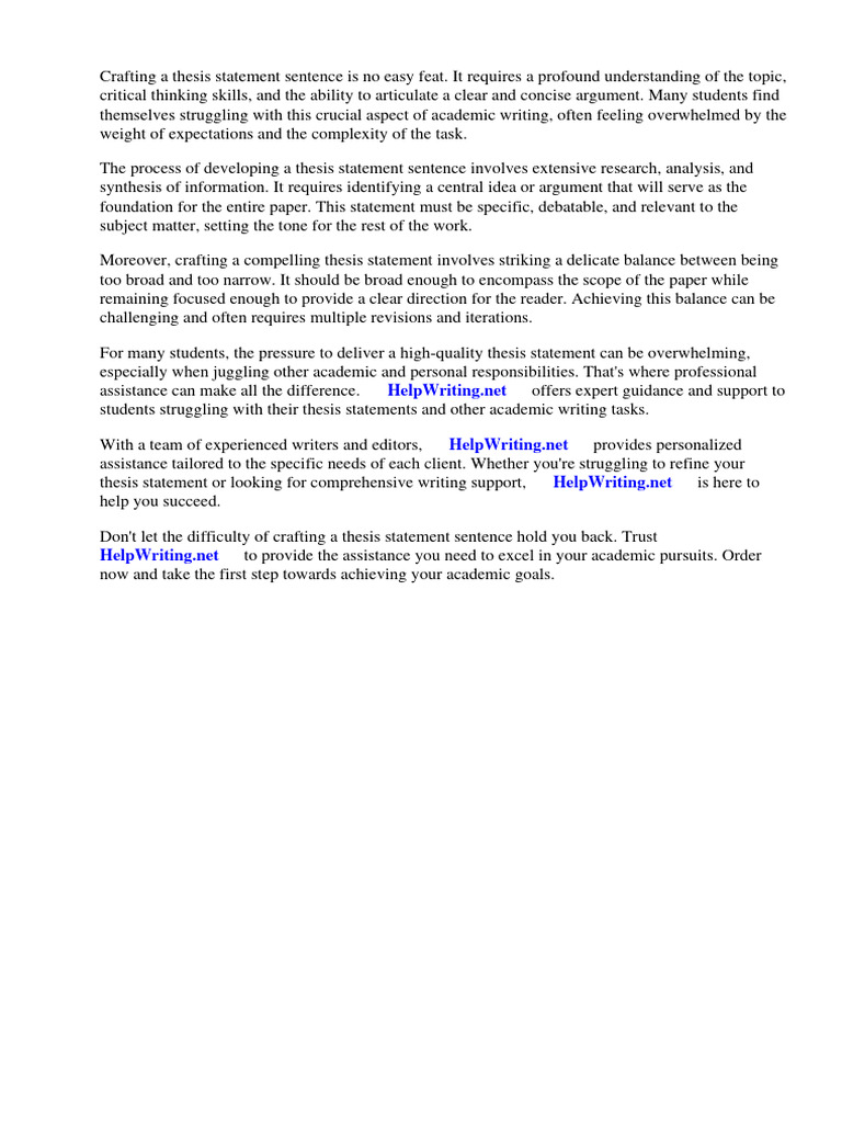 An Example of A Thesis Statement Sentence | PDF | Essays | Thesis