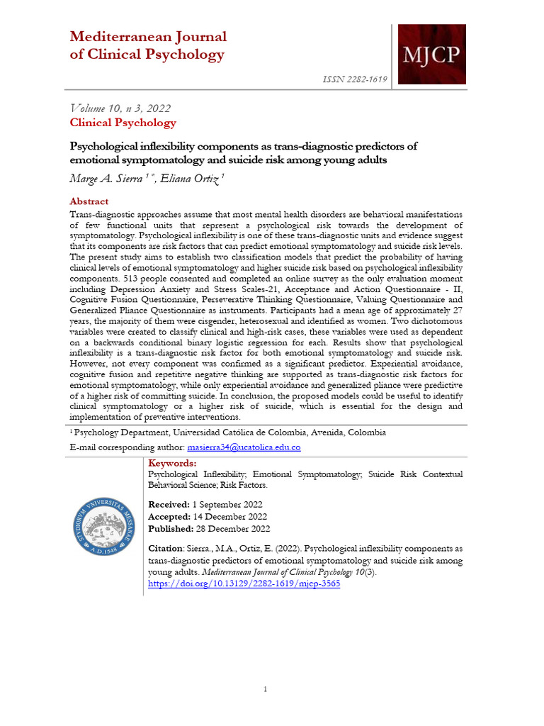 Psychological Inflexibility | PDF | Psychology | Mental Disorder