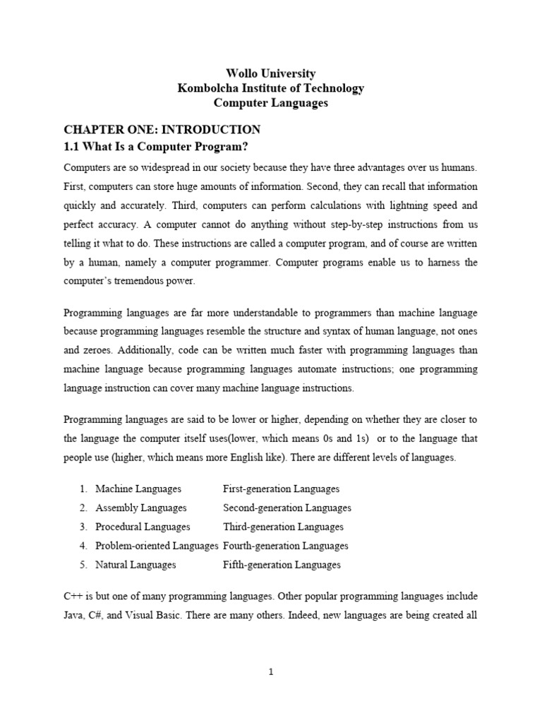 Wubshet 1 | PDF | Programming Paradigms | Computer Programming