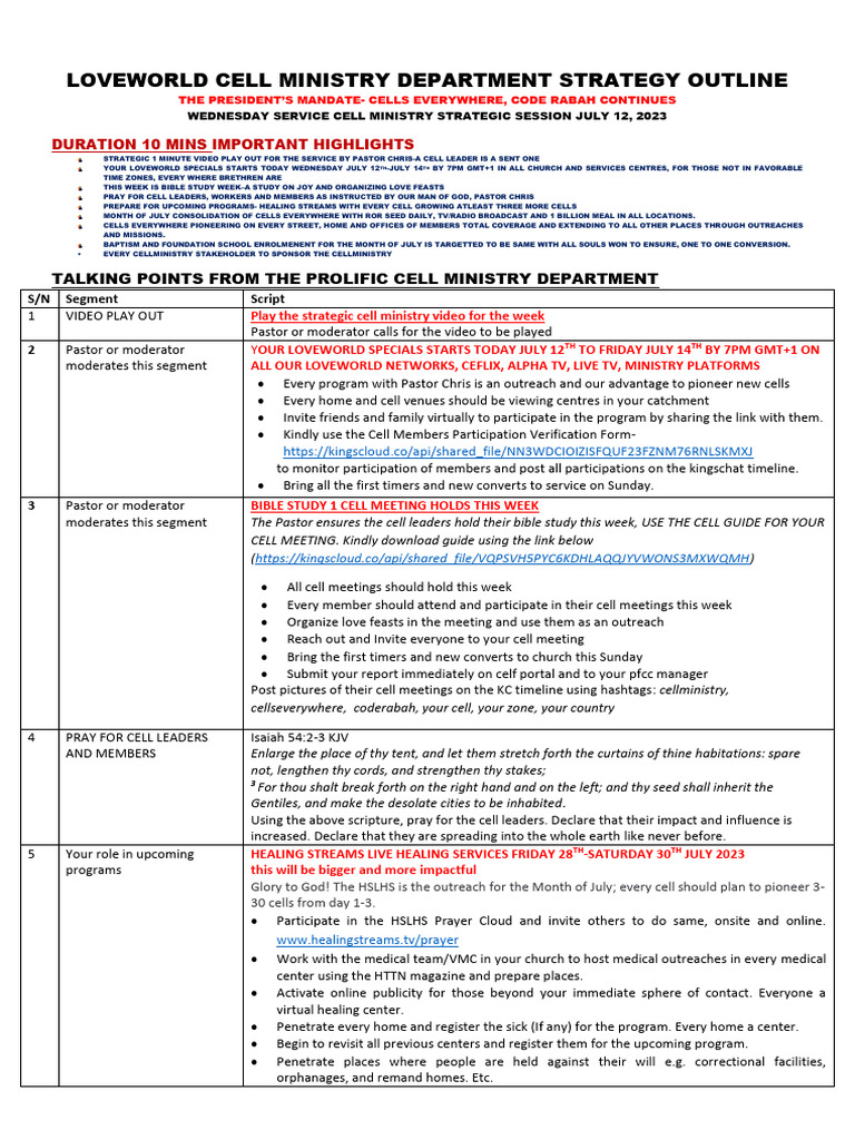 Cell Ministry Strategy Outline 2023 | PDF | Jesus | Abrahamic Religions