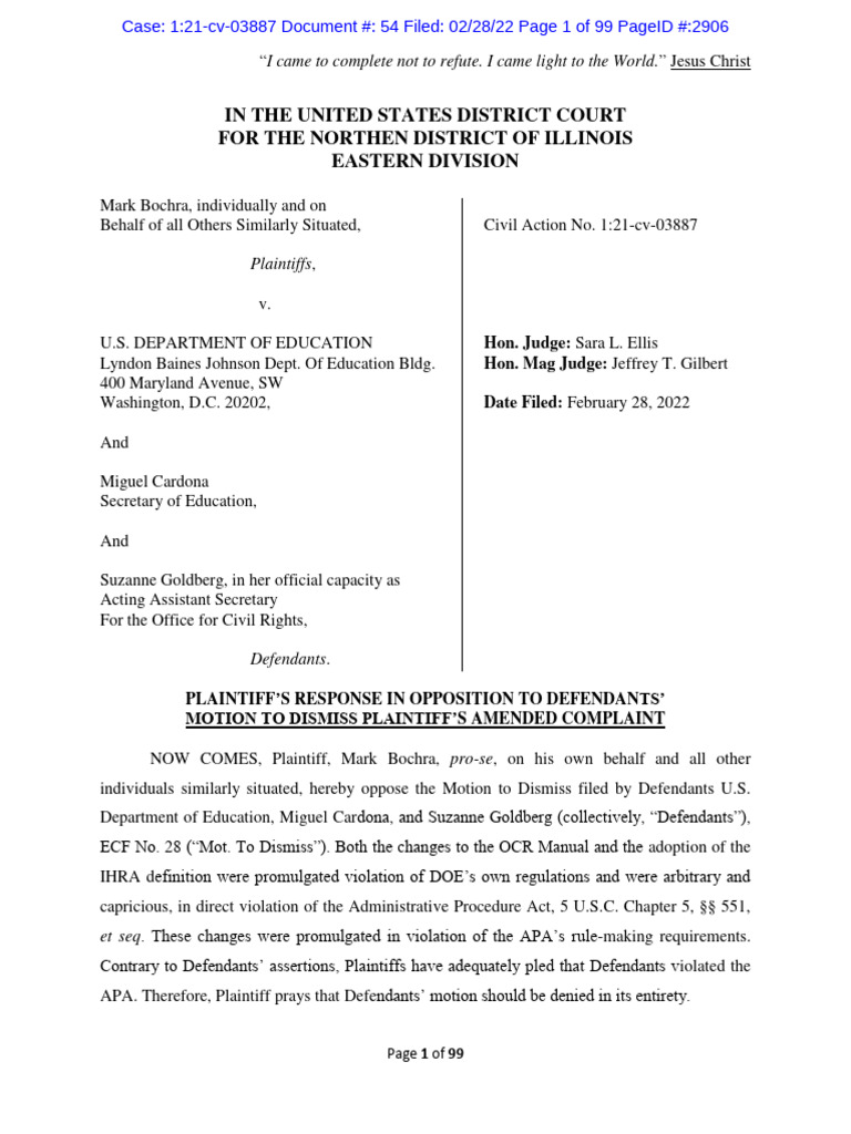 Bochra v. U.S. Department of Education (1:21-cv-03887) The Case of The ...