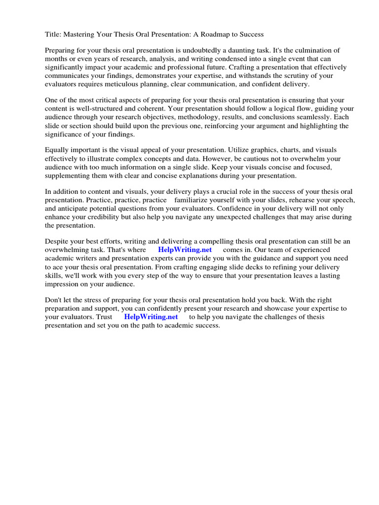 Thesis Oral Presentation Format | PDF | Thesis | Green Building