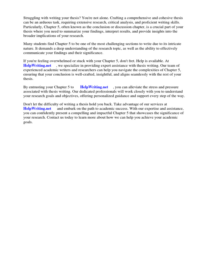 Chapter 5 Thesis Sample | PDF | Methodology | Thesis