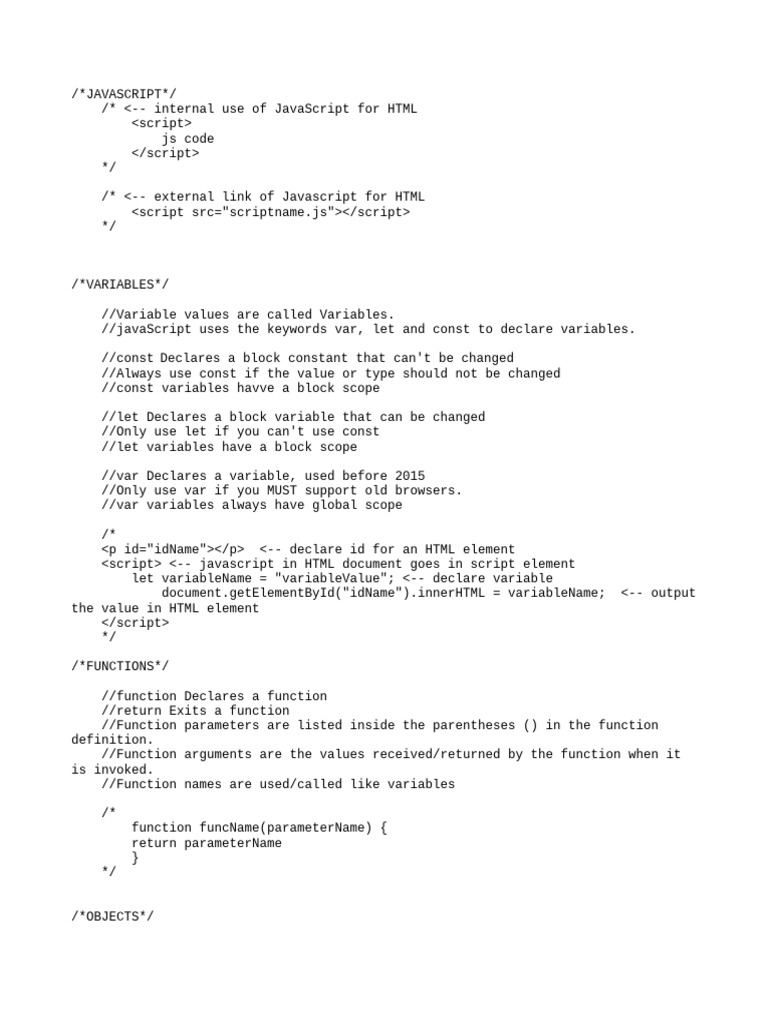 Basic Js Pdf Java Script Scope Computer Science