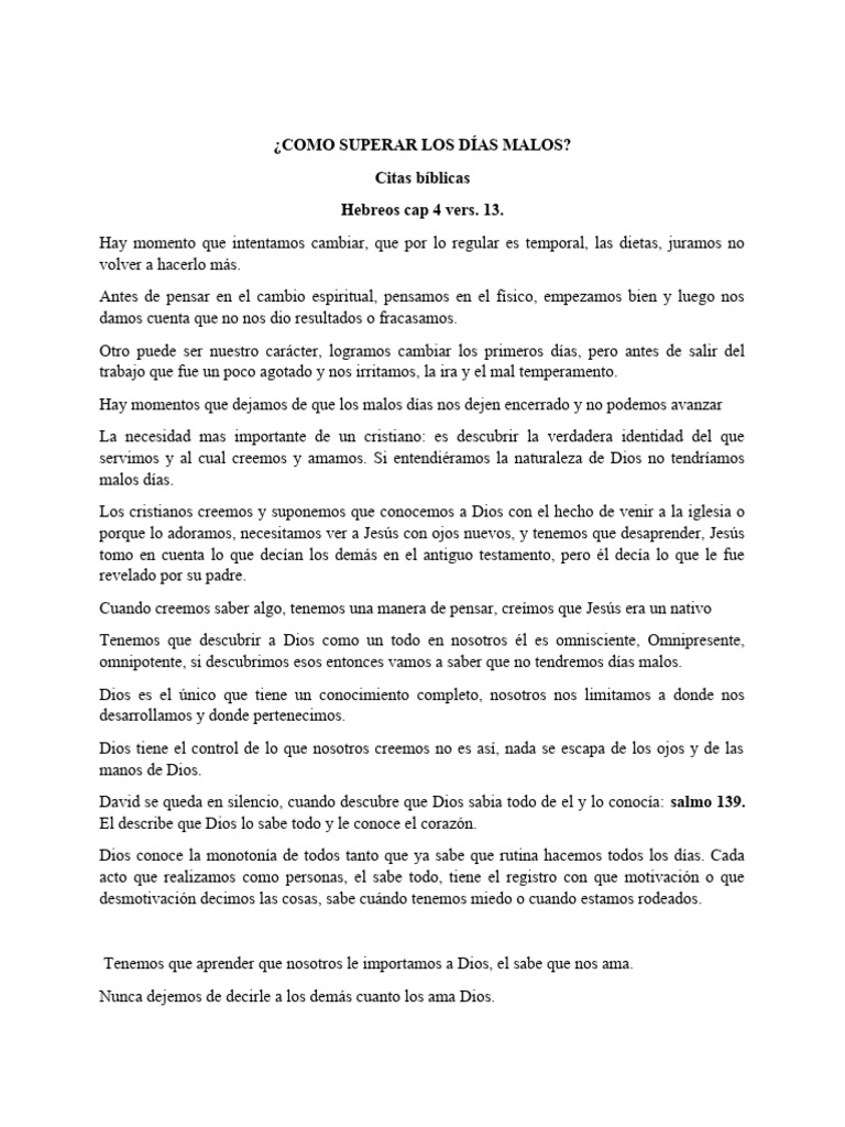 COMO SUPERAR LOS DÍAS MALOS | PDF | Dios | Jesús