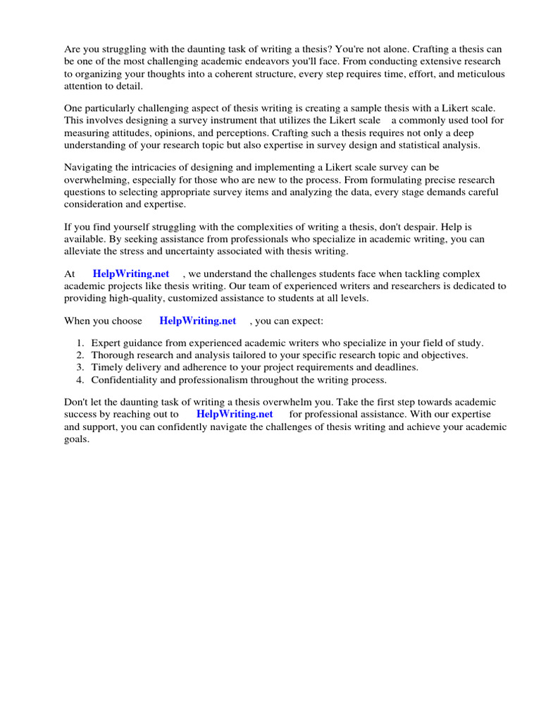 Sample Thesis With Likert Scale | PDF | Likert Scale | Survey Methodology