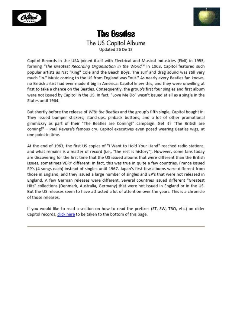 Beatles Capitol LPs | PDF | The Beatles | George Martin